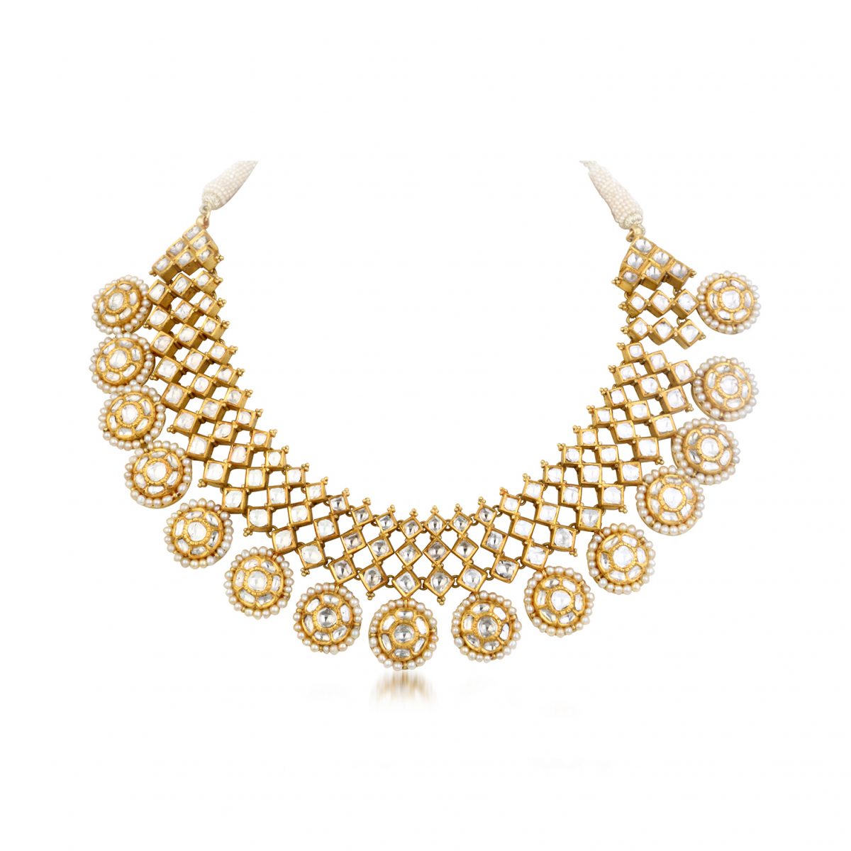 Signature Real Pearls & Polki Jadau Paihaar Necklace - Jaipur Jewels