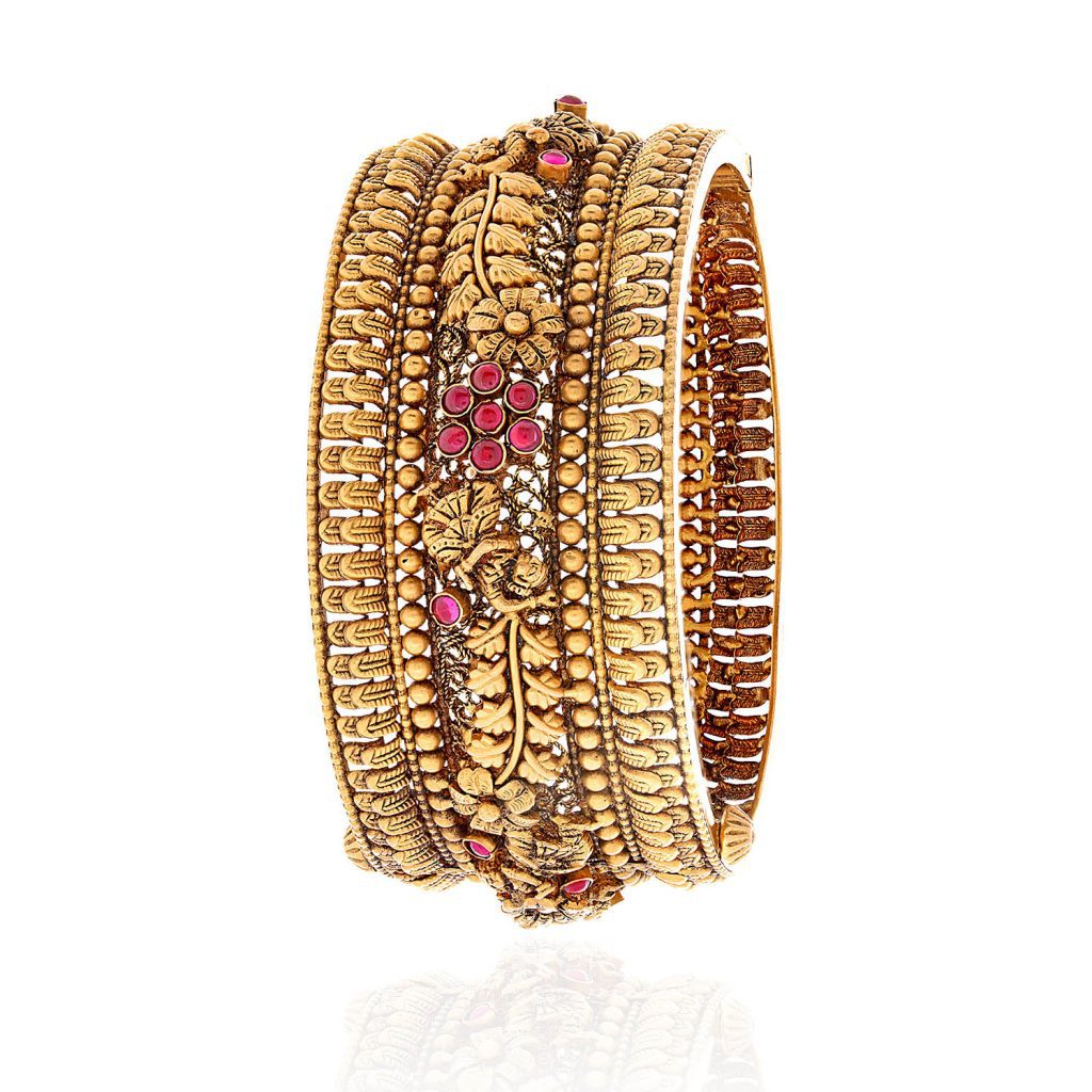 Signature Polki Jadau Sankhla Bangle - Jaipur Jewels
