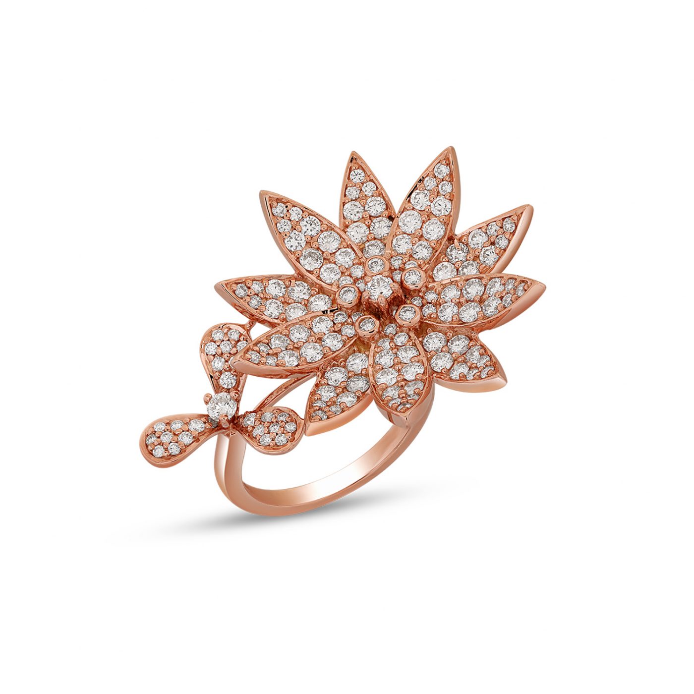 Floral Champagne Diamond Ring - Jaipur Jewels