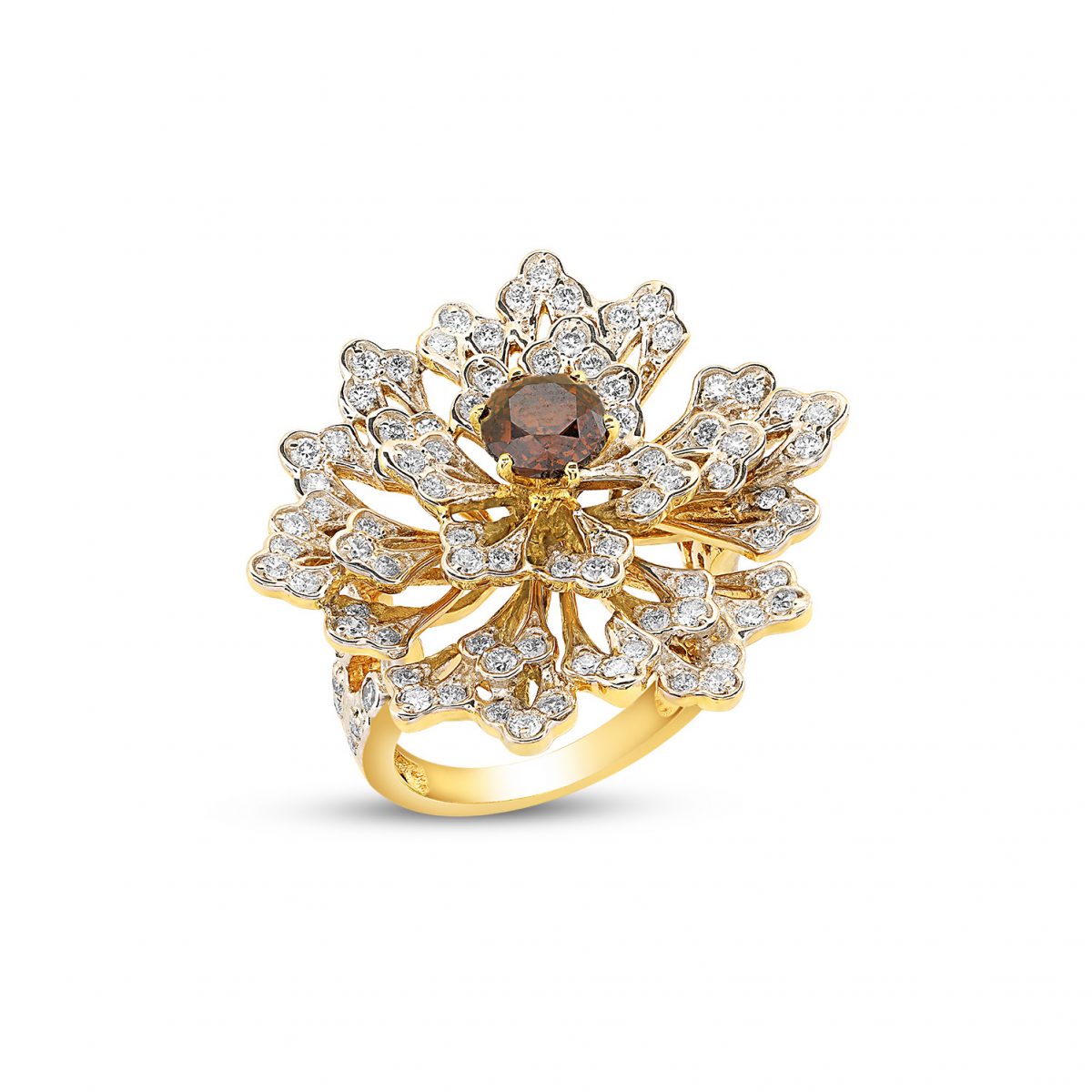 Floral Champagne Diamond Ring - Jaipur Jewels