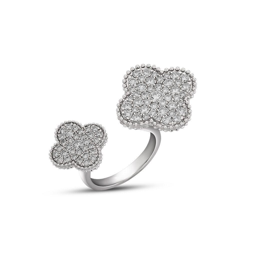Primrose Two Flower Diamond Ring - Jaipur Jewels