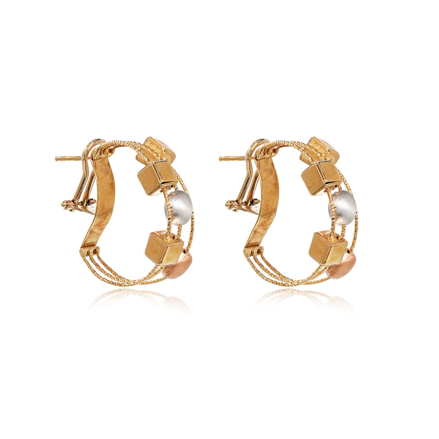 Contemporary Matte Gold Hoop Bali Tops With Pearls - Jaipur Jewels