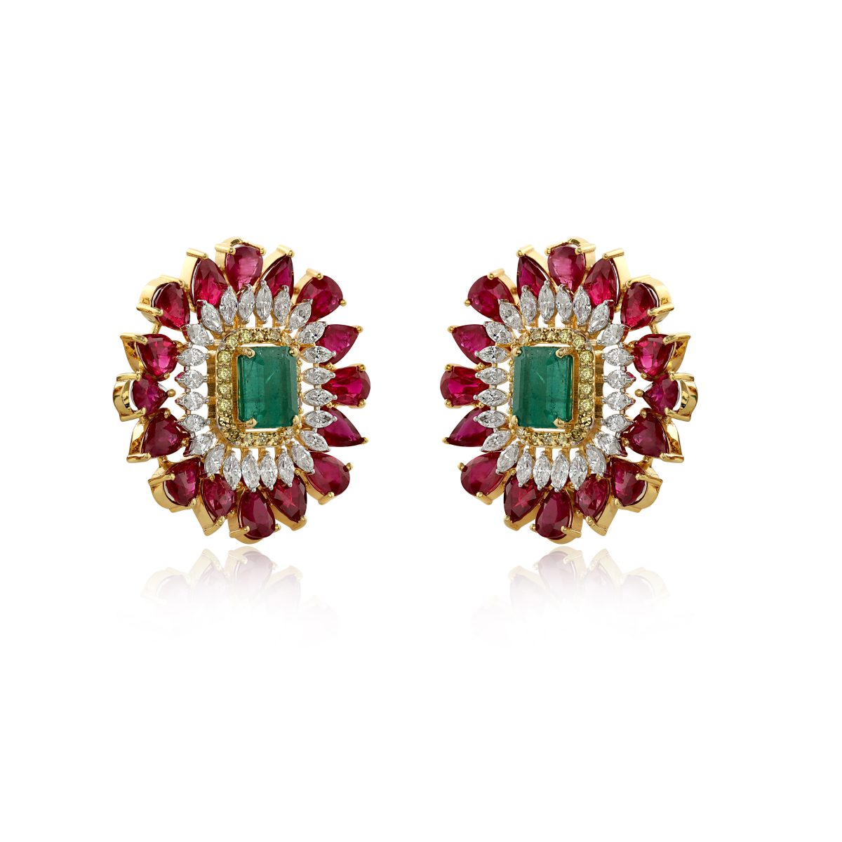Oval Burmese Ruby Rose Cut Diamond Tops - Jaipur Jewels